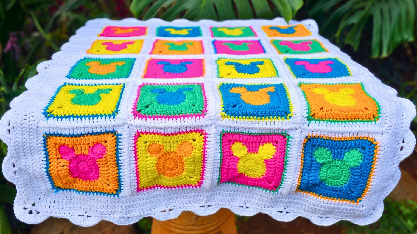 Andy Warhol Inspired Mickey Mouse Crochet Pop Art Blanket