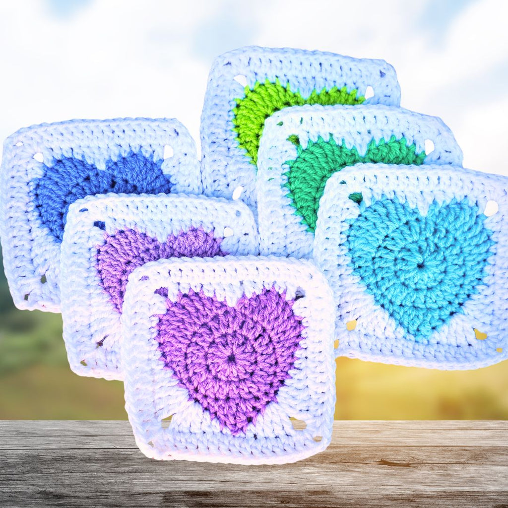 Easy Solid Heart Granny Square Crochet Pattern for Beginners