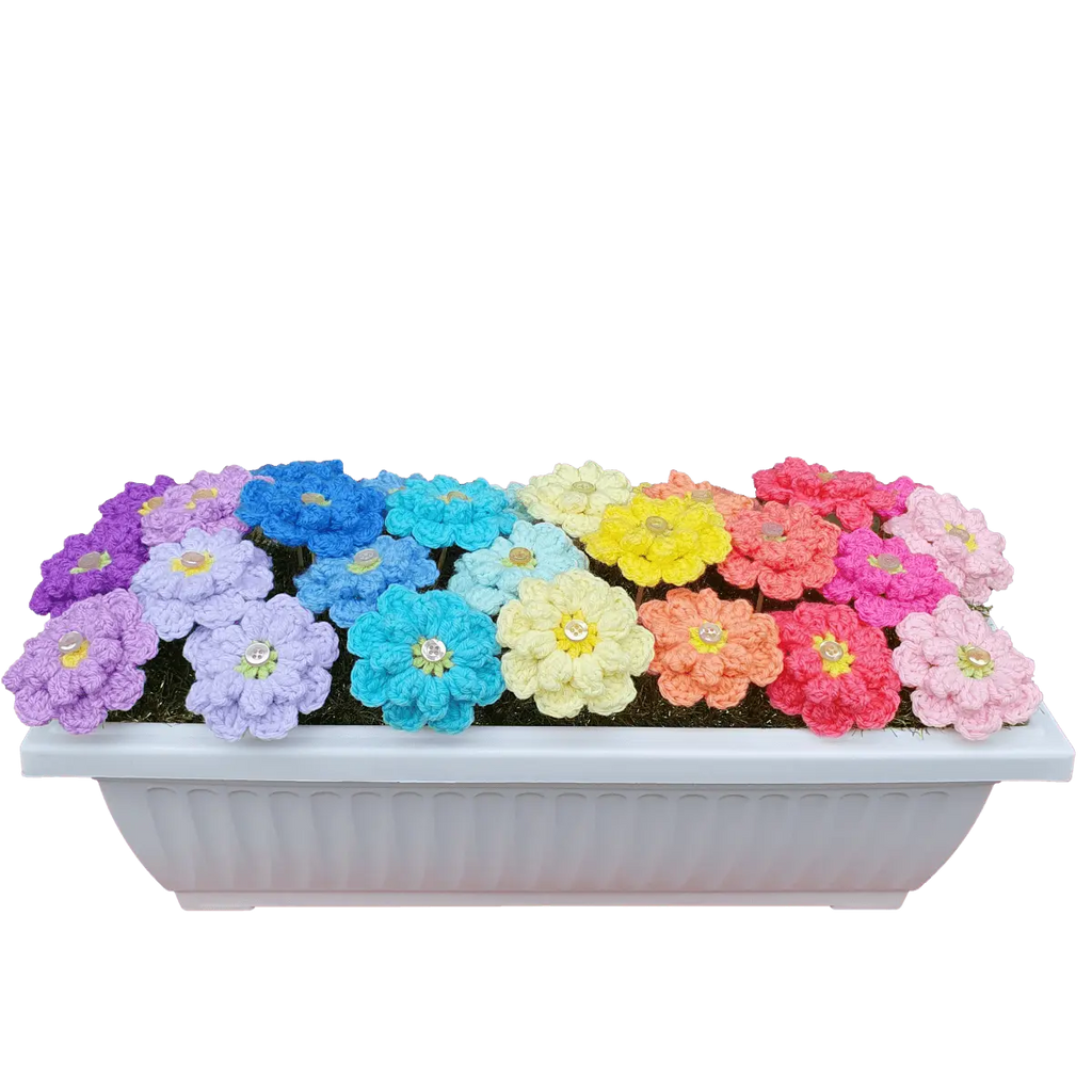 Crochet Flower Planter Box – Perfect for Indoor Window Decor - Secret