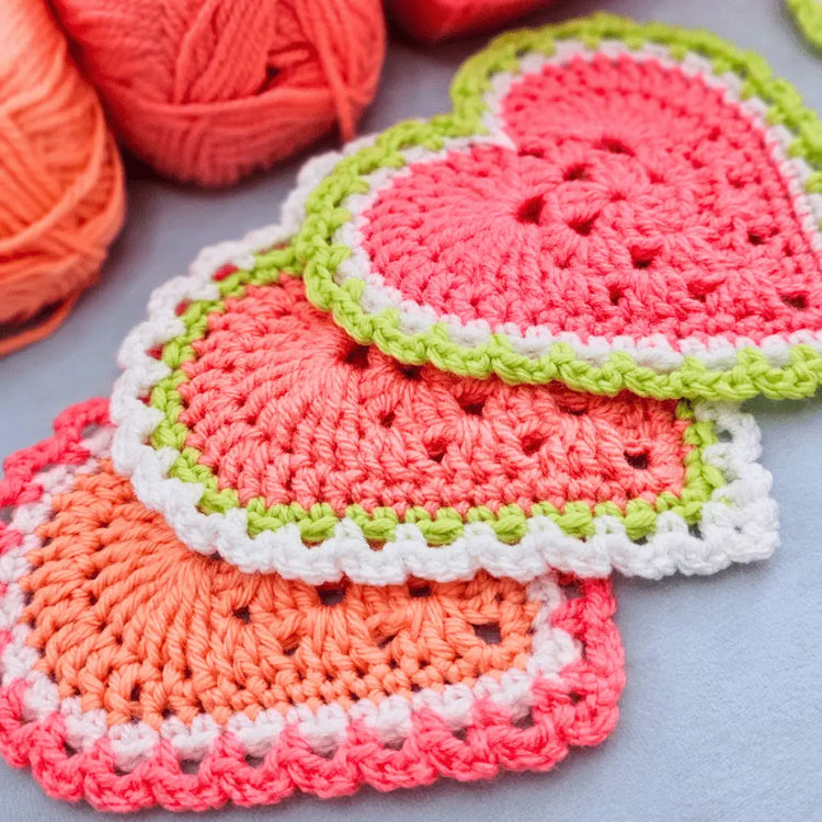 Crochet Heart Coasters - Easy DIY Pattern for Beginners