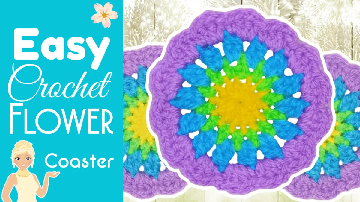 Easy Flower Crochet Coasters - 2 Sizes - Secret Yarnery