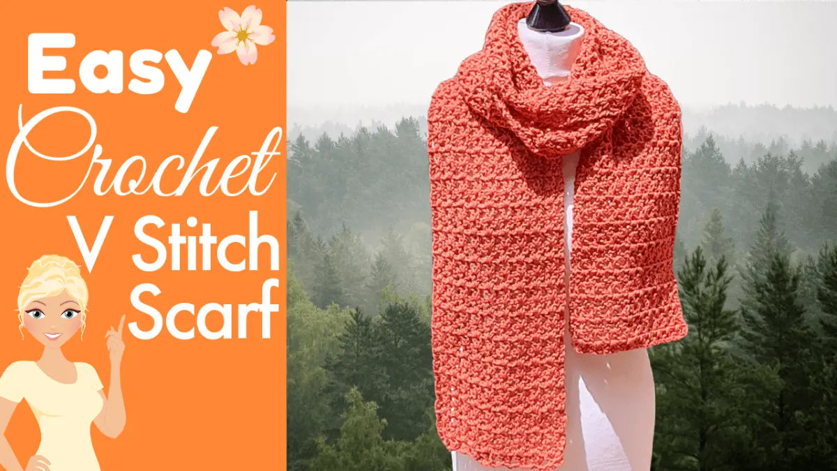 Easy V-Stitch Scarf - Easy to Follow Written Crochet Pattern - Secret ...