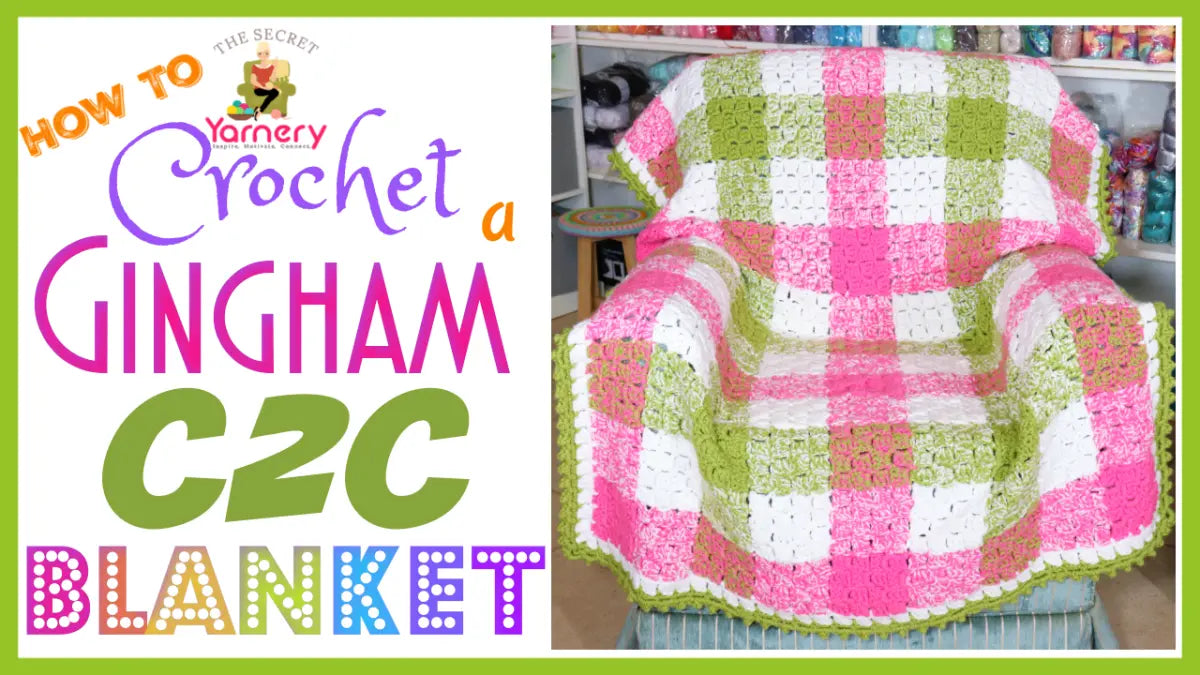 Gingham Crochet Corner to Corner Blanket with Easy Bobble Border ...