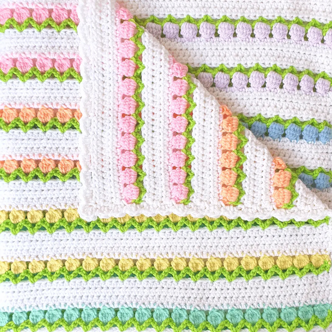 Tulip Stitch Blanket with Cute Shell Border – Easy Crochet Pattern